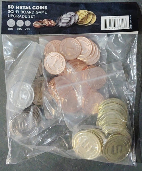 50 Metal Coin Board Game Upgrade Set (Sci-Fi Coins) – sleevekings