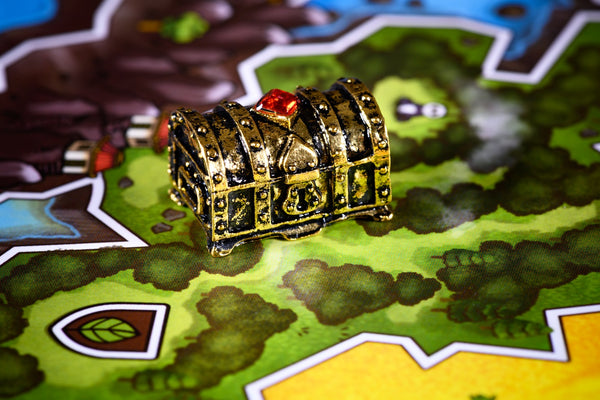 Player Token: Tarnished Gold Color Treasure Chest In Metal Alloy ...